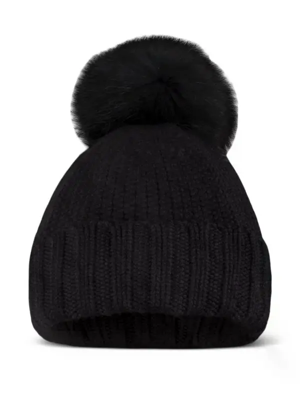 MOORER Pompom-detail Beanie - Black