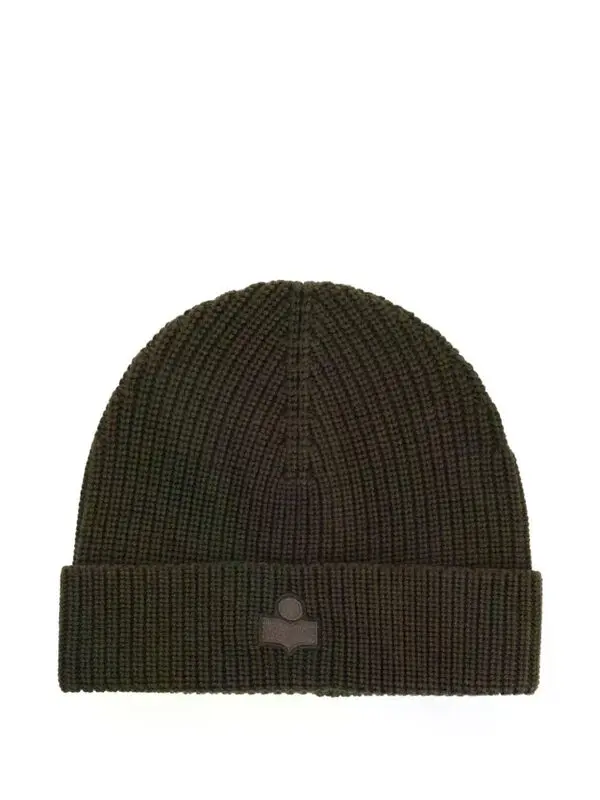 Isabel Marant Ribbed Logo Beanie - Green