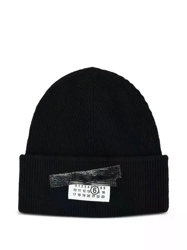 MAISON MARGIELA Ribbed Cotton Beanie - Black