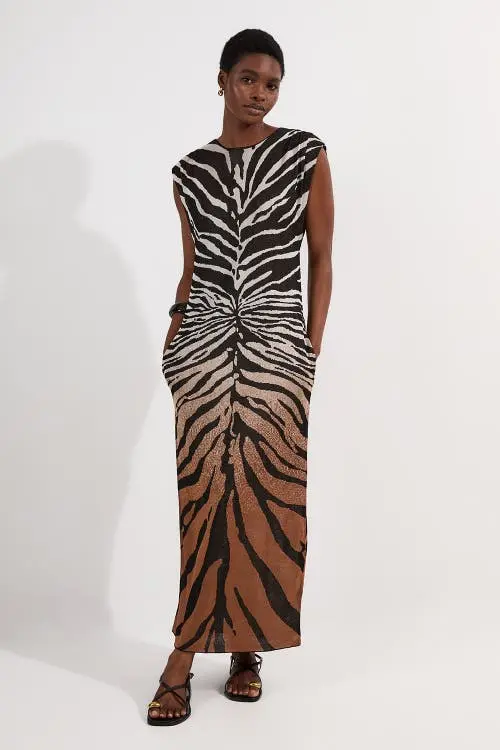 Karen Millen Petite Zebra Print Maxi Dress