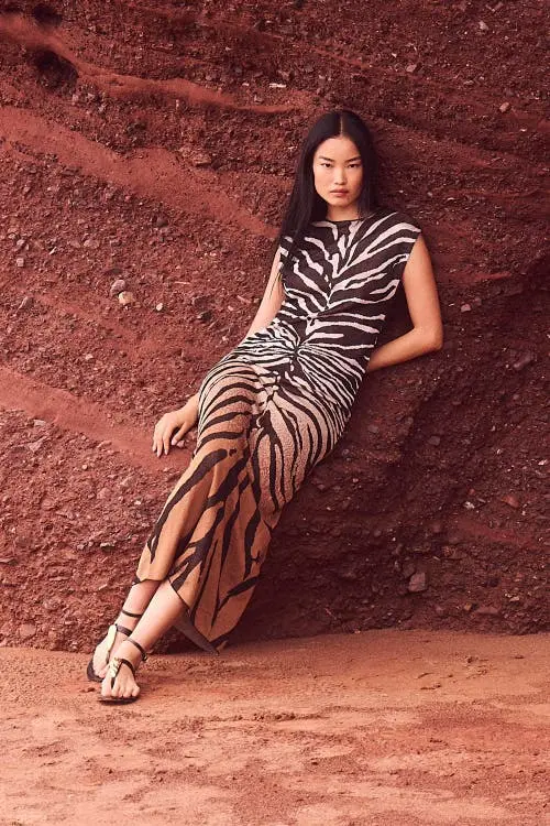 Karen Millen Petite Zebra Print Maxi Dress
