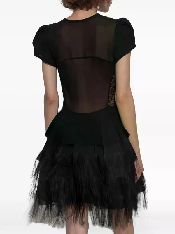 Alexander McQueen Puff-sleeve Feather-trimmed Mini Dress