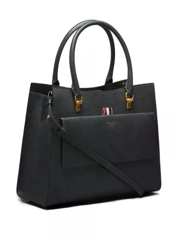 Thom Browne Large Leather Clasp Tote - Grey