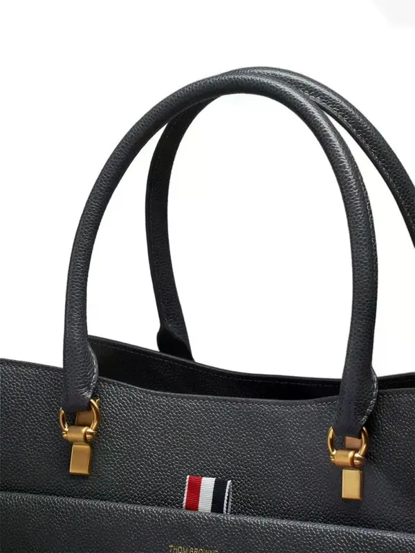 Thom Browne Large Leather Clasp Tote - Grey