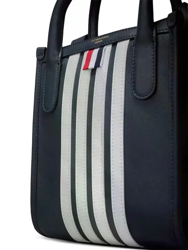 Thom Browne Four-bar Stripe Tote Bag - Blue