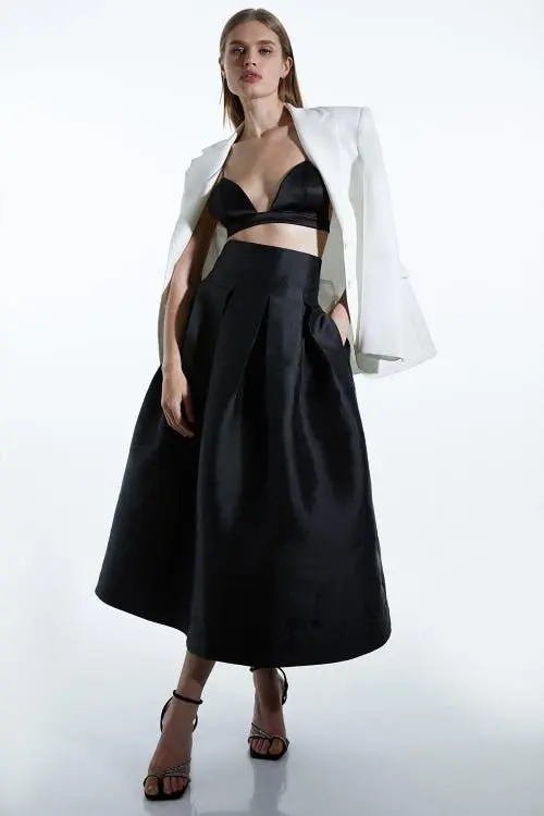 Karen Millen Twill Woven Prom Maxi Skirt - Black