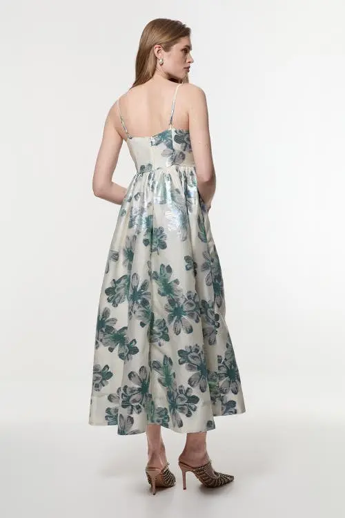 Karen Millen Metallic Jacquard Midi Dress