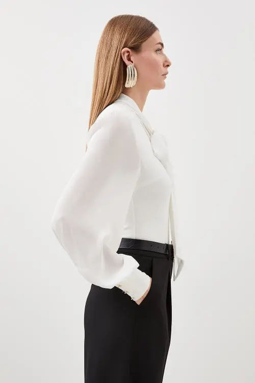 Karen Millen Tie Neck Long Sleeve Bodysuit