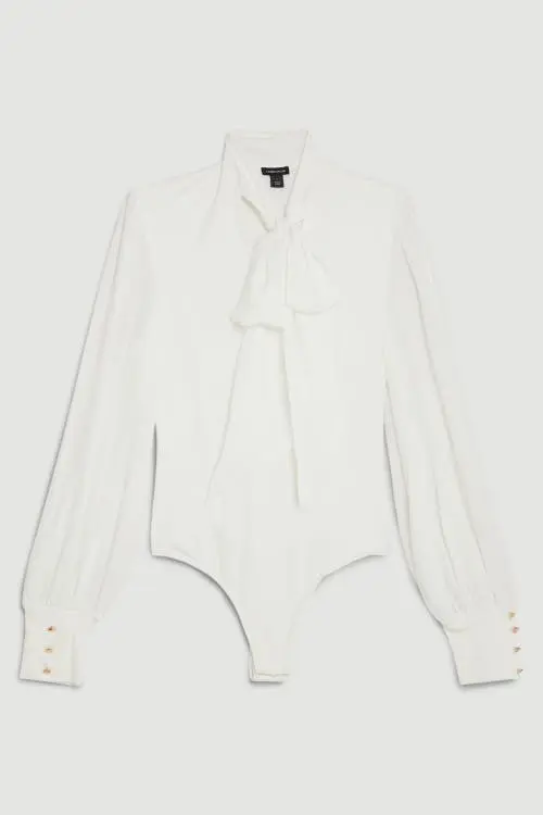 Karen Millen Tie Neck Long Sleeve Bodysuit