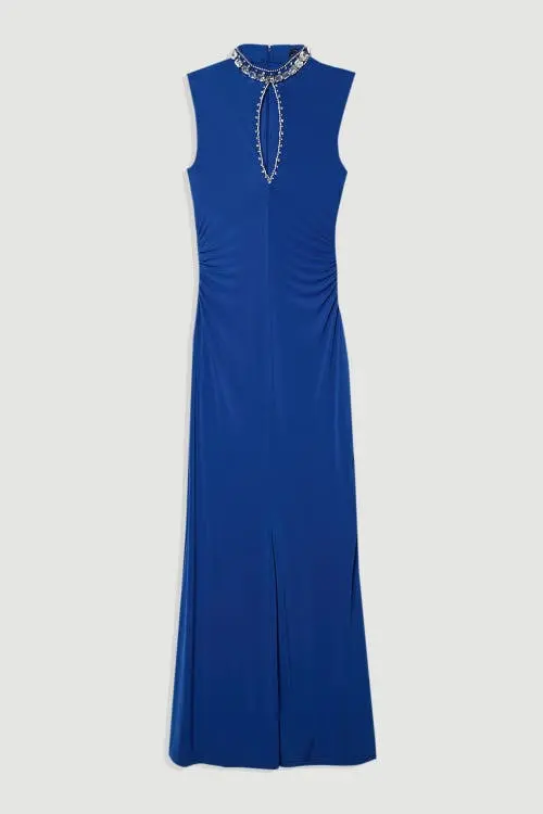Karen Millen Embellished Jersey Crepe Maxi Dress