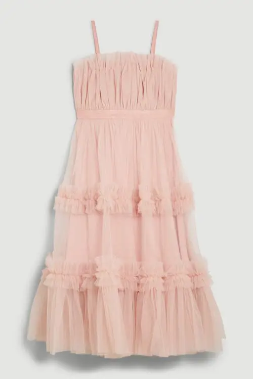 Karen Millen Tulle Bandeau Tiered Midi Dress