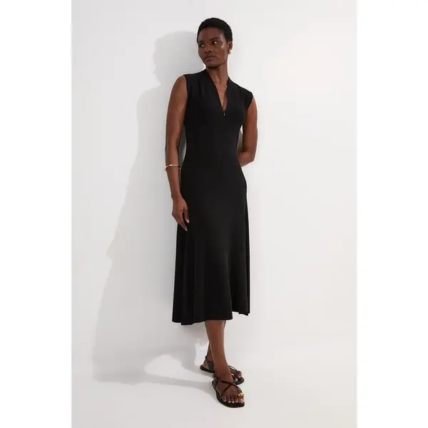 Karen Millen Petite Sleeveless Knitted Midi Dress - Black