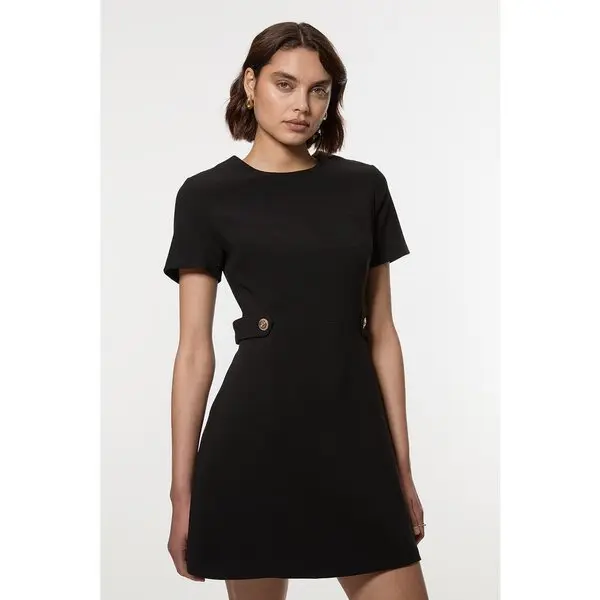 Karen Millen Tab Detail Tailored Mini Dress - Black