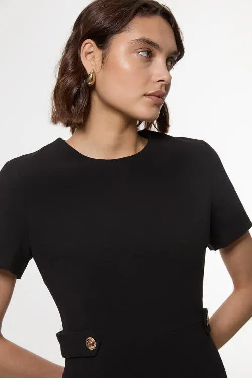 Karen Millen Tab Detail Tailored Mini Dress - Black