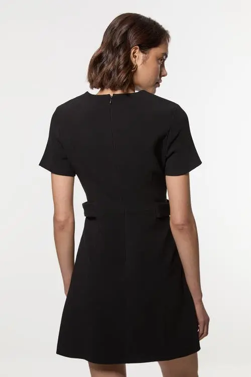 Karen Millen Tab Detail Tailored Mini Dress - Black