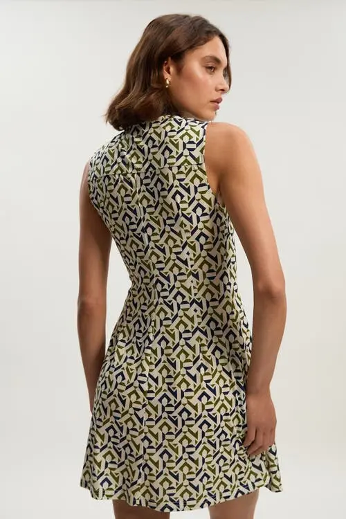 Karen Millen Petite Crepe Mini Dress With Tie Neck