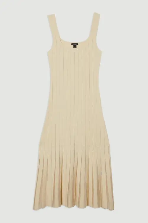 Karen Millen Square Neck Knitted Flippy Midi Dress