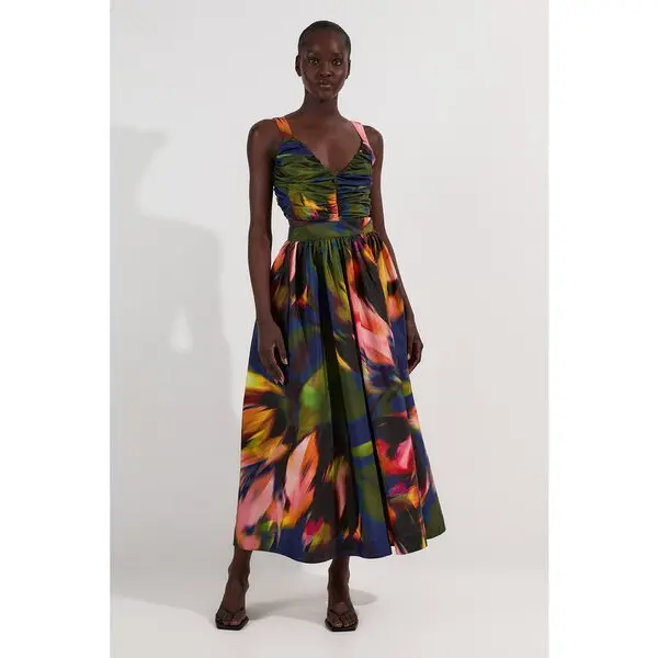 Karen Millen Woven Taffeta Floral Maxi Dress - Multi