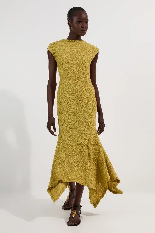 Karen Millen Textured Jersey Maxi Dress - Chartreuse