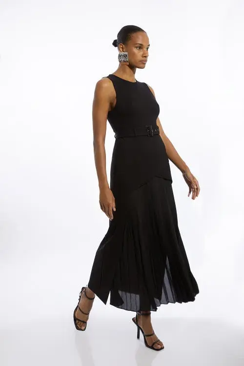 Karen Millen Jersey Pleated Maxi Dress In Black - 40% Off | Editorialist