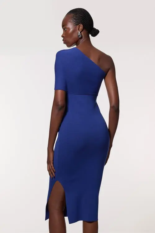 Karen Millen Compact Rib Stitch Knitted One Shoulder Dress