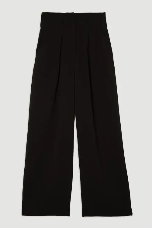 Karen Millen High Waisted Wide Leg Tailored Trousers - Black
