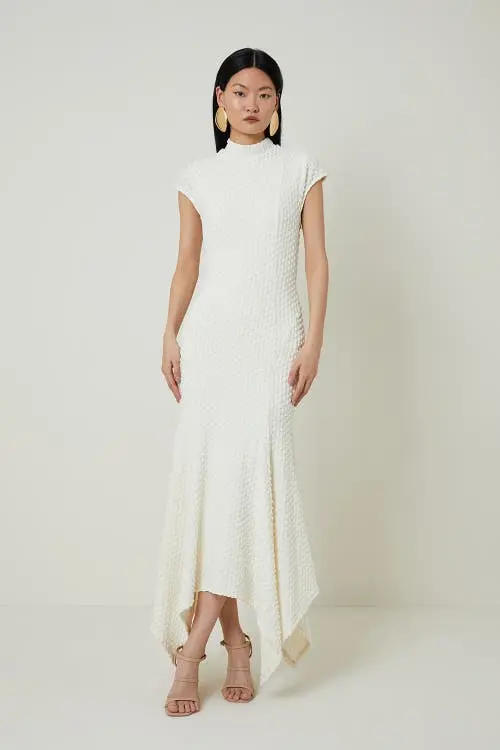 Karen Millen Textured Jersey Maxi Dress With Dramatic Hem