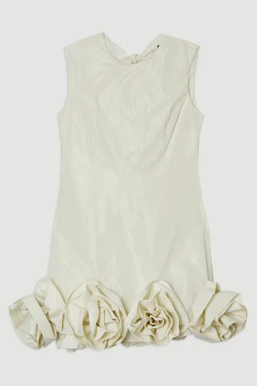 Karen Millen Taffeta Rosette Woven Mini Dress
