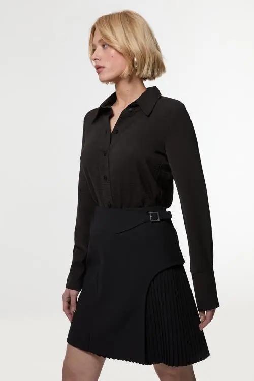 Karen Millen Buckled Detail Pleated Mini Skirt