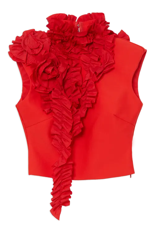 Karen Millen Woven Rosette Crop Top