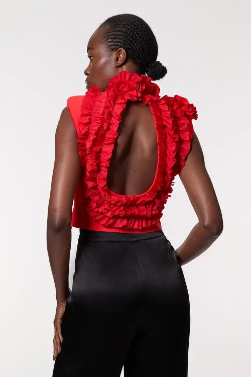 Karen Millen Woven Rosette Crop Top