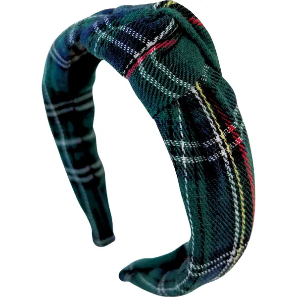 BITS & BOWS Plaid Knot Headband - Green Plaid
