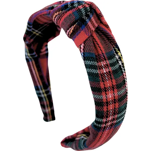 BITS & BOWS Plaid Knot Headband - Red Plaid