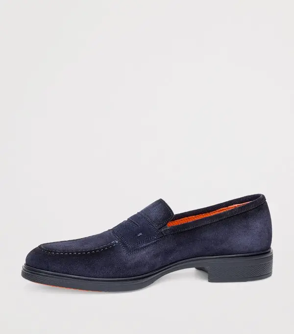 Santoni Suede Penny Loafers