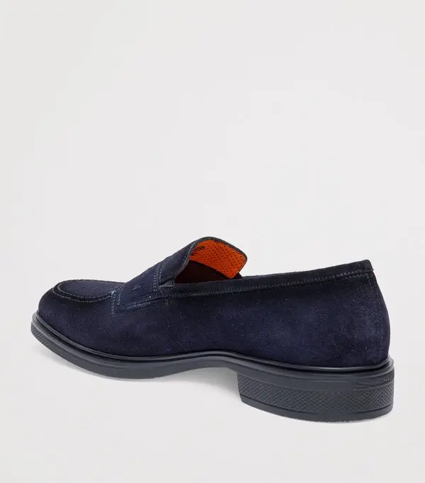Santoni Suede Penny Loafers