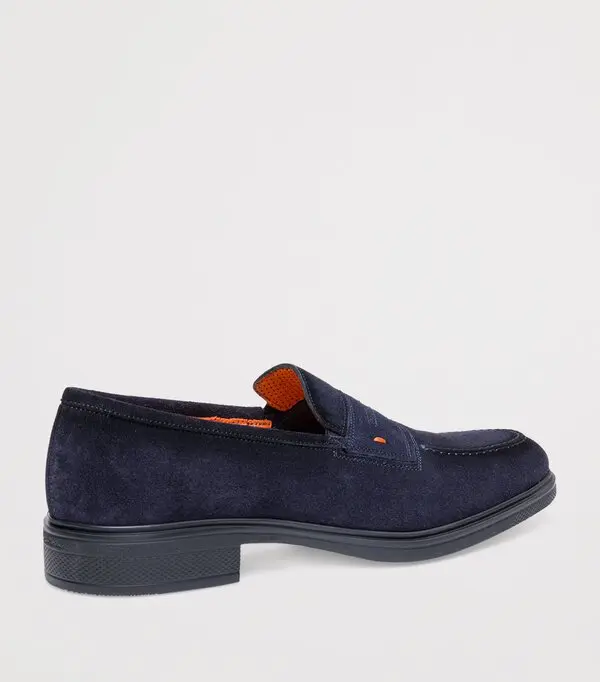 Santoni Suede Penny Loafers
