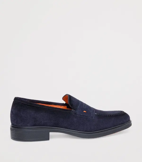 Santoni Suede Penny Loafers