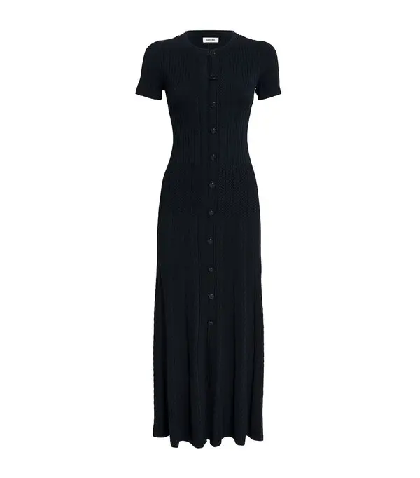 Sandro Knit Buttoned Maxi Dress
