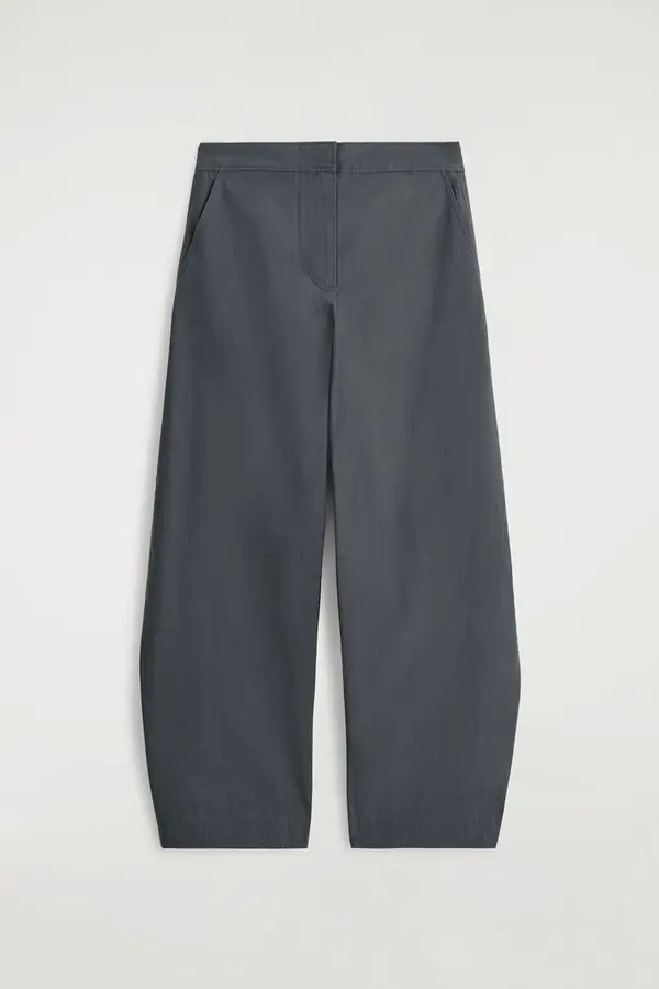 Cos Pima Cotton Barrel-leg Pants - Dark Grey