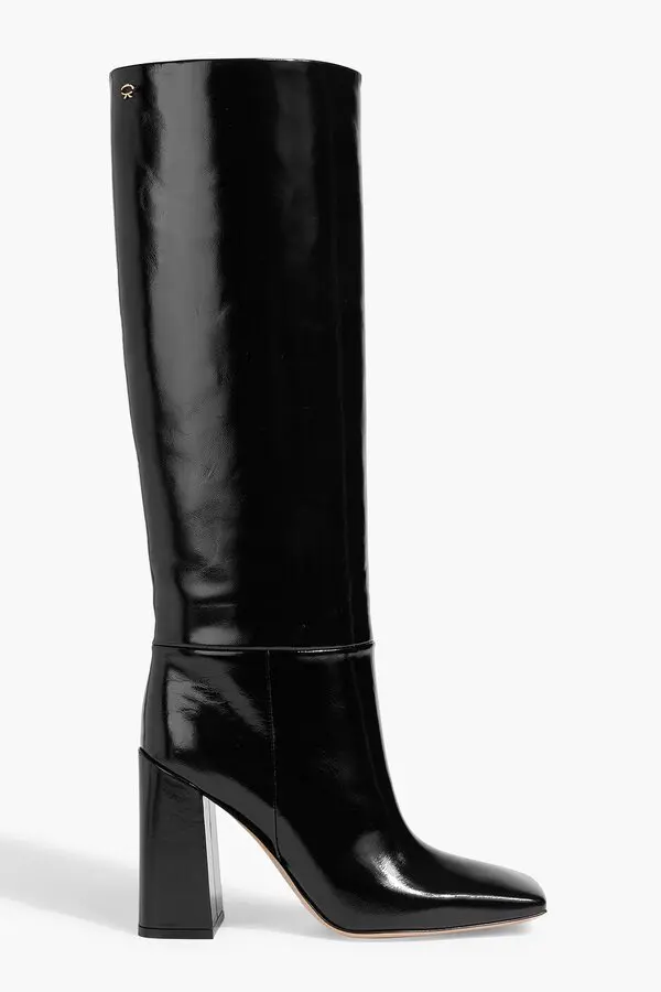 GIANVITO ROSSI Vanta Glossed-leather Knee Boots
