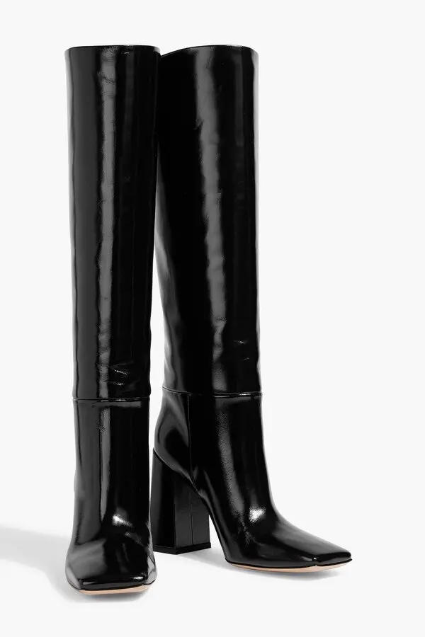 GIANVITO ROSSI Vanta Glossed-leather Knee Boots