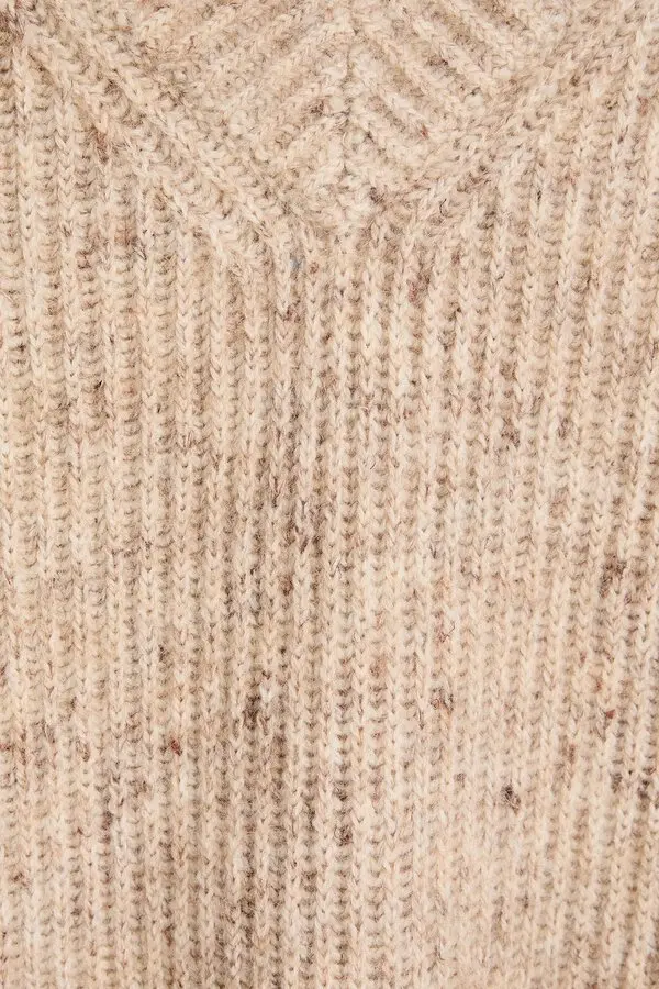 Brunello Cucinelli Donegal Ribbed Wool-blend Sweater - Sand