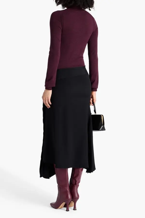 Victoria Beckham Draped Crepe And Wool Turtleneck Maxi Dress