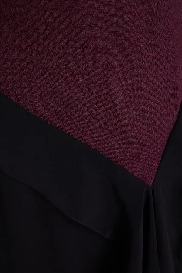 Victoria Beckham Draped Crepe And Wool Turtleneck Maxi Dress