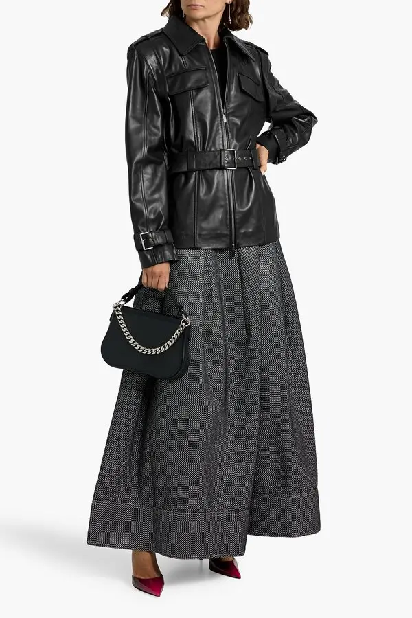 Alberta Ferretti Belted Leather Jacket