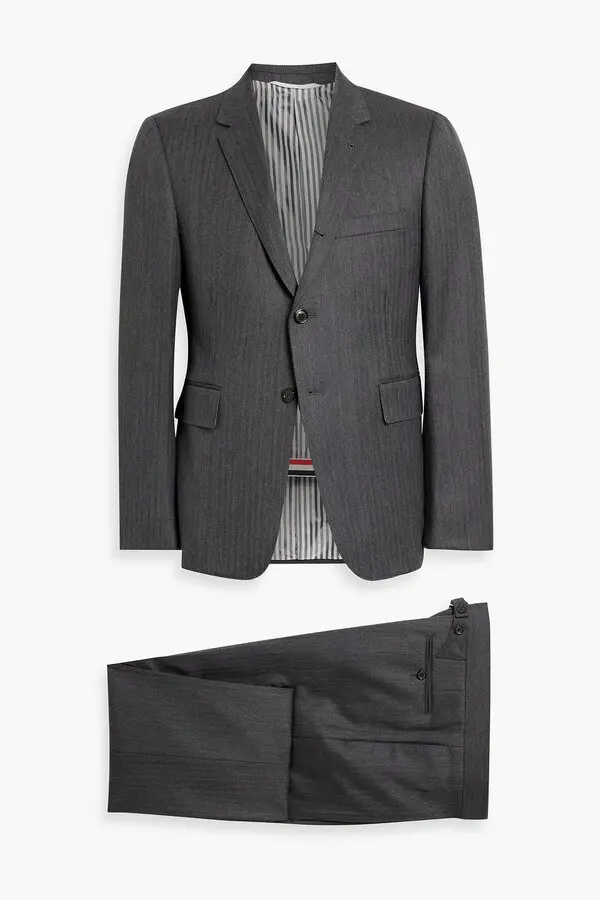 Thom Browne Herringbone Wool Suit - Dark Gray