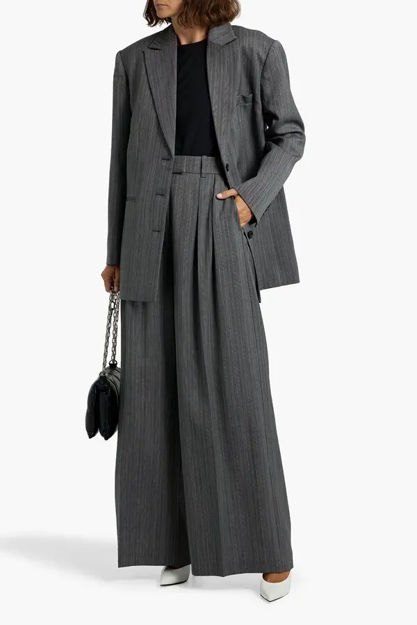 ANINE BING Declan Striped Wool-blend Jacquard Blazer