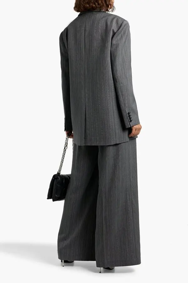 ANINE BING Declan Striped Wool-blend Jacquard Blazer