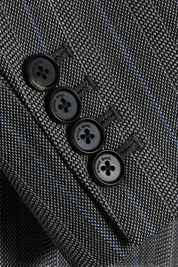 ANINE BING Declan Striped Wool-blend Jacquard Blazer