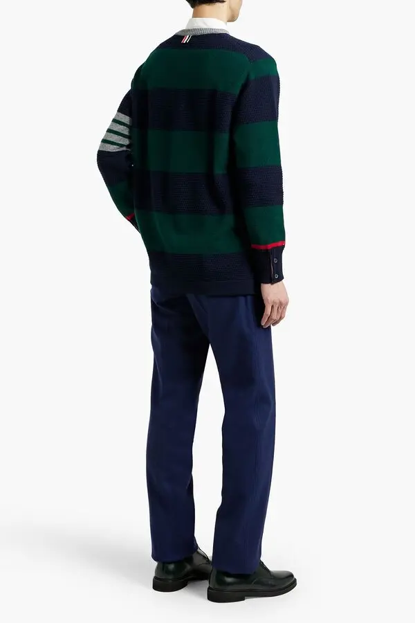 Thom Browne Tapered Wool-flannel Pants - Navy